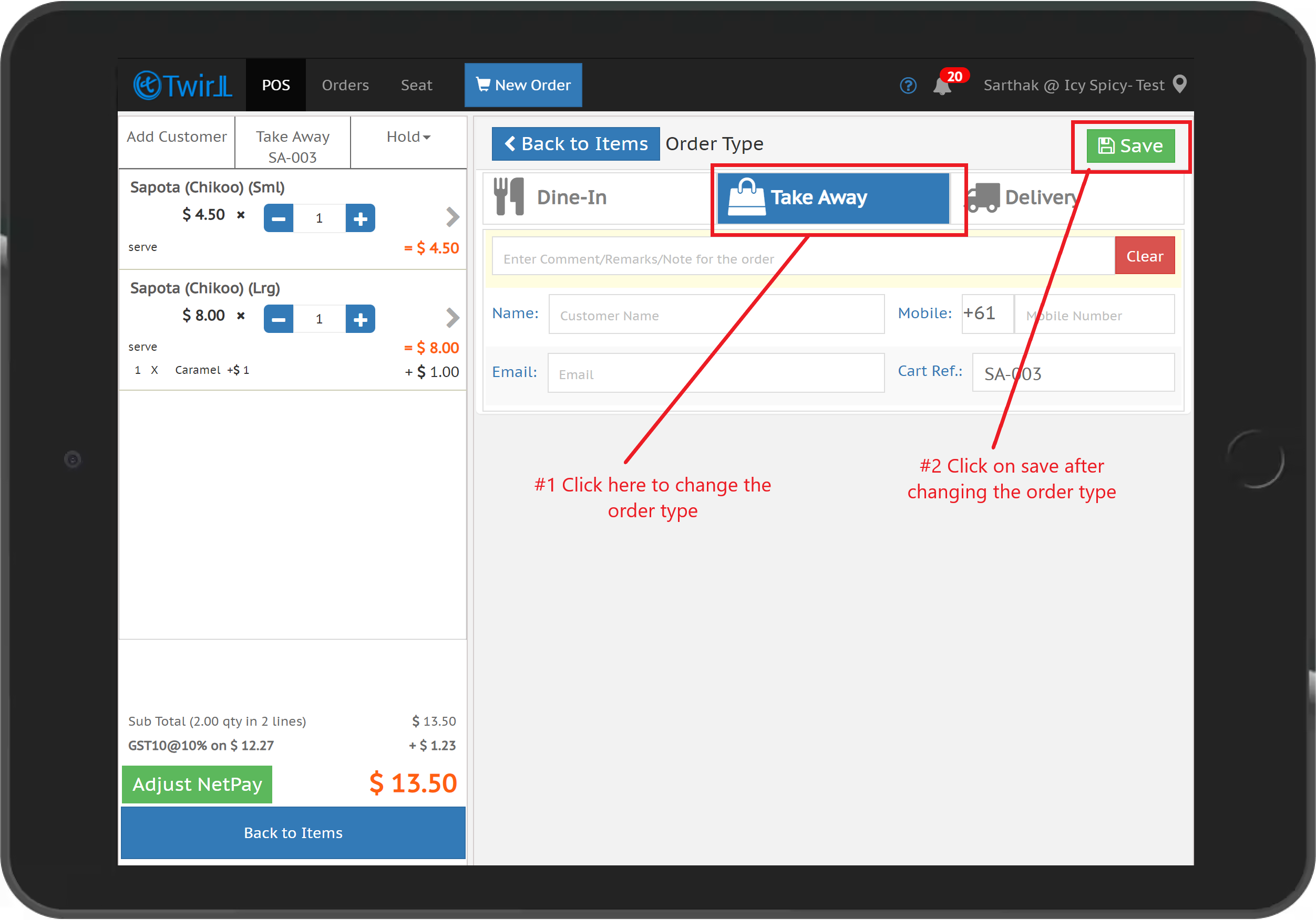 How To Change Order Type - Twirll