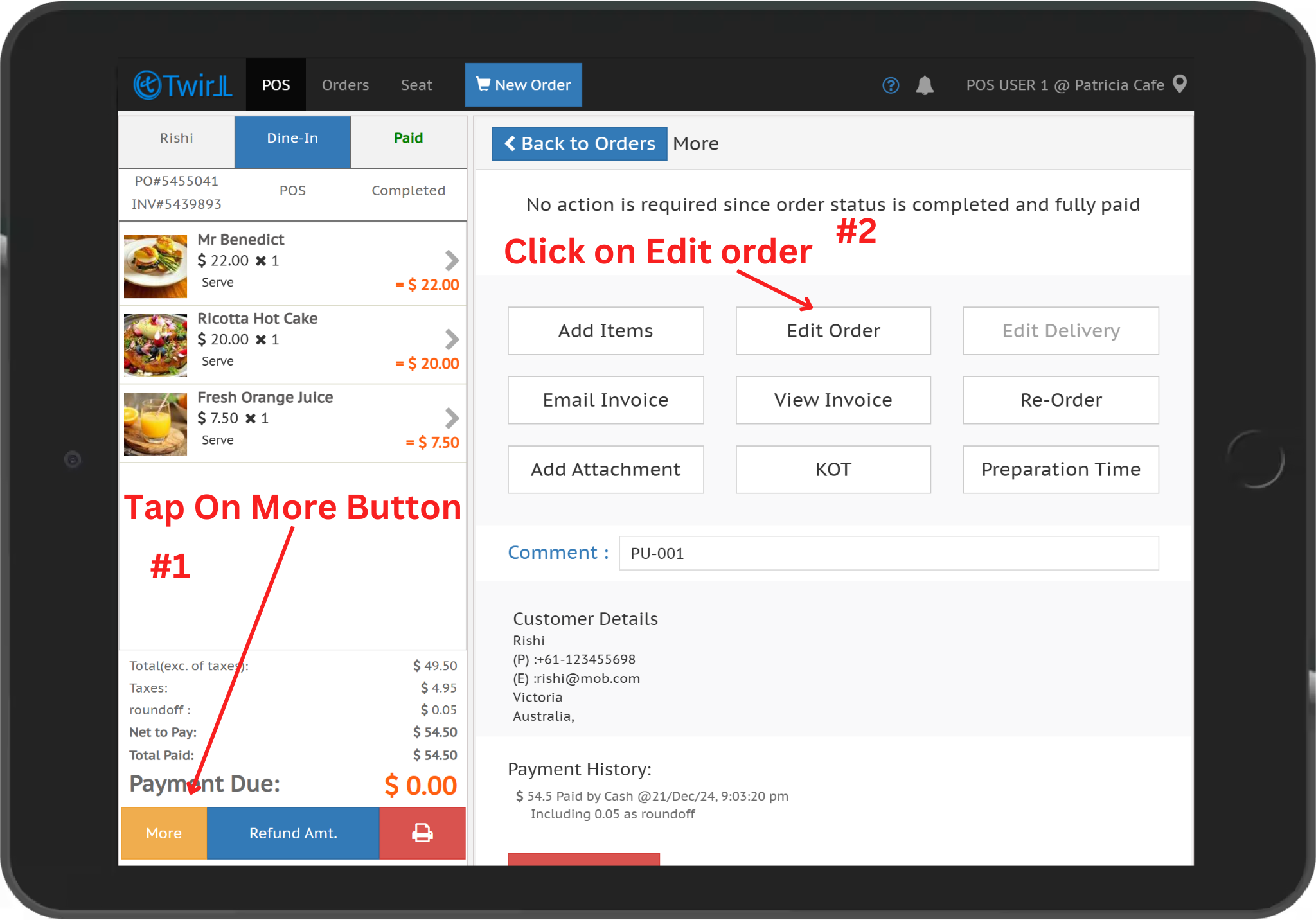 How To Add/Edit Comment In Order - Twirll