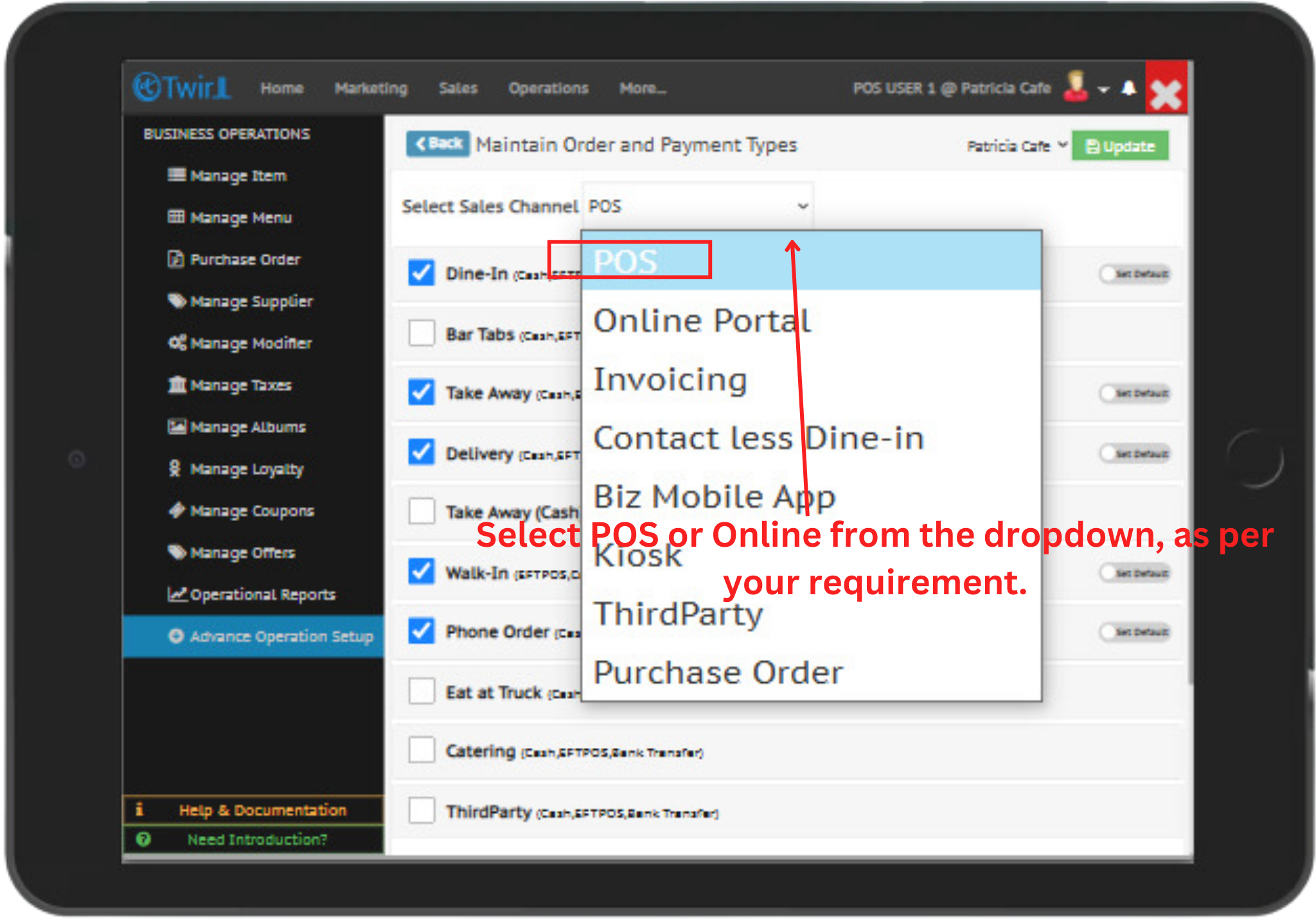 How to activate Surcharge on Order type from POS - Twirll